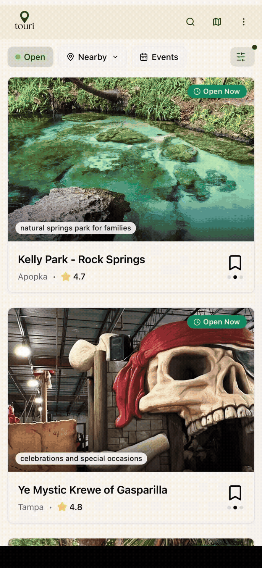 Touri — Remember the places you'll actually go back to